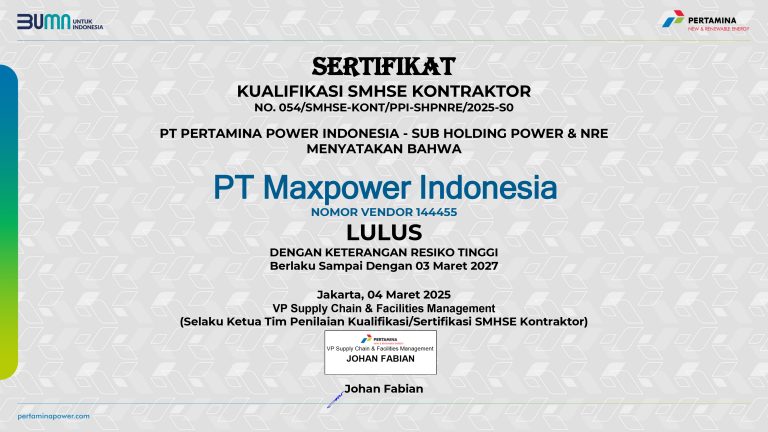 PT Maxpower Indonesia Achieves CSMS Certification from PT Pertamina ...